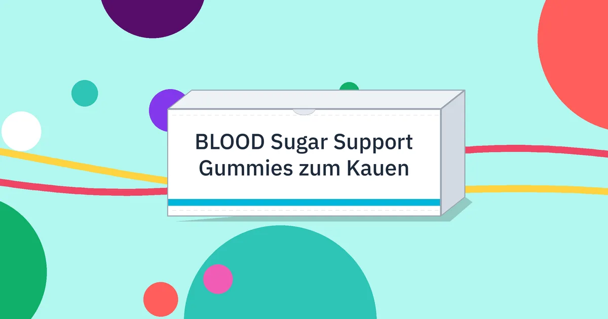 Symbolbild: Packung mit der Aufschrift BLOOD Sugar Support Gummies zum Kauen (PZN 20065846) – Verfügbarkeit und Bezug in Apotheken in Frankfurt am Main