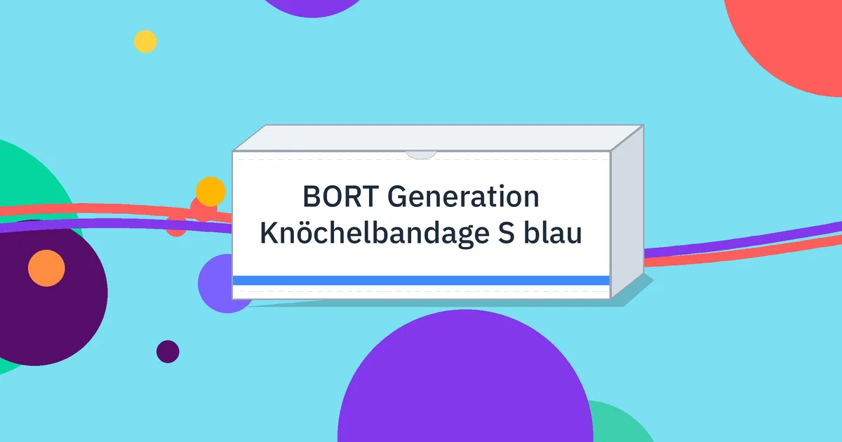 Symbolbild: Packung mit der Aufschrift BORT Generation Knöchelbandage S blau (PZN 13911826) – Verfügbarkeit und Bezug in Apotheken in Frankfurt am Main