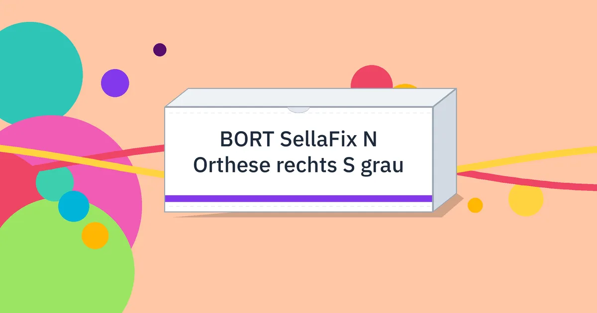 Symbolbild: Packung mit der Aufschrift BORT SellaFix N Orthese rechts S grau (PZN 19644409) – Verfügbarkeit und Bezug in Apotheken in Frankfurt am Main