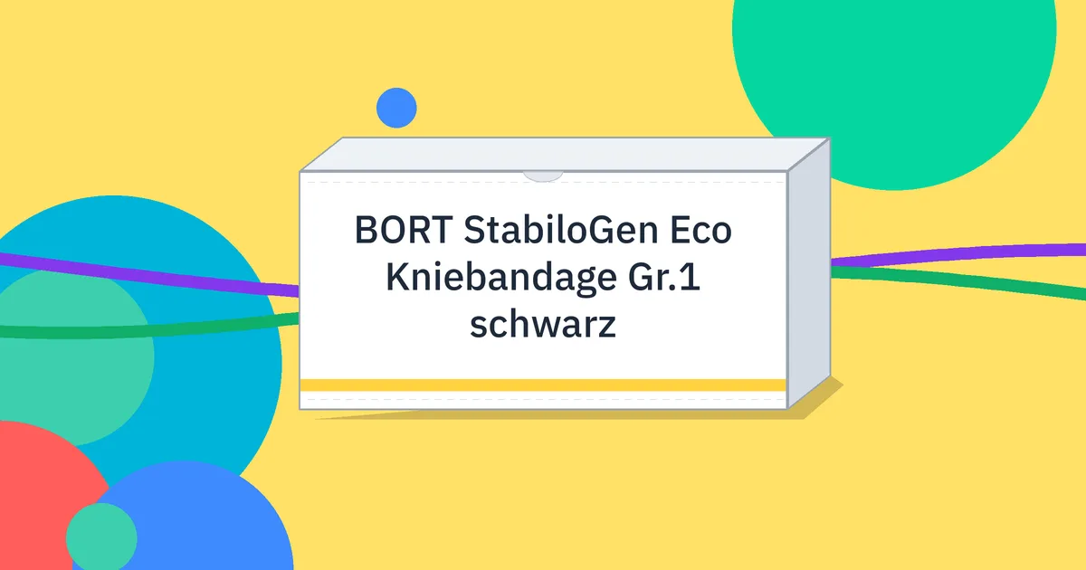 Symbolbild: Packung mit der Aufschrift BORT StabiloGen Eco Kniebandage Gr.1 schwarz (PZN 16845231) – Verfügbarkeit und Bezug in Apotheken in Frankfurt am Main