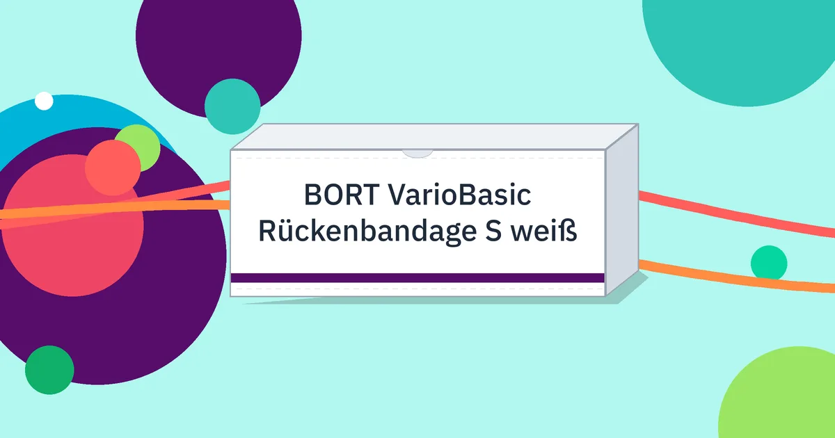 Symbolbild: Packung mit der Aufschrift BORT VarioBasic Rückenbandage S weiß (PZN 04738010) – Verfügbarkeit und Bezug in Apotheken in Frankfurt am Main