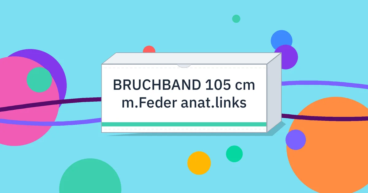 Symbolbild: Packung mit der Aufschrift BRUCHBAND 105 cm m.Feder anat.links (PZN 02007526) – Verfügbarkeit und Bezug in Apotheken in Frankfurt am Main