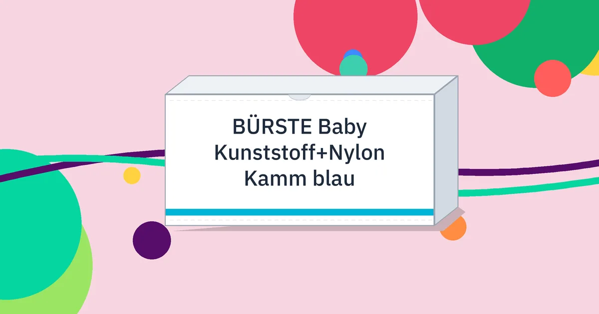 Symbolbild: Packung mit der Aufschrift BÜRSTE Baby Kunststoff+Nylon Kamm blau (PZN 04171017) – Verfügbarkeit und Bezug in Apotheken in Frankfurt am Main