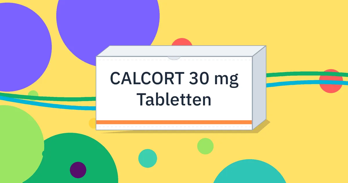 Symbolbild: Packung mit der Aufschrift CALCORT 30 mg Tabletten (PZN 18740795) – Verfügbarkeit und Bezug in Apotheken in Frankfurt am Main