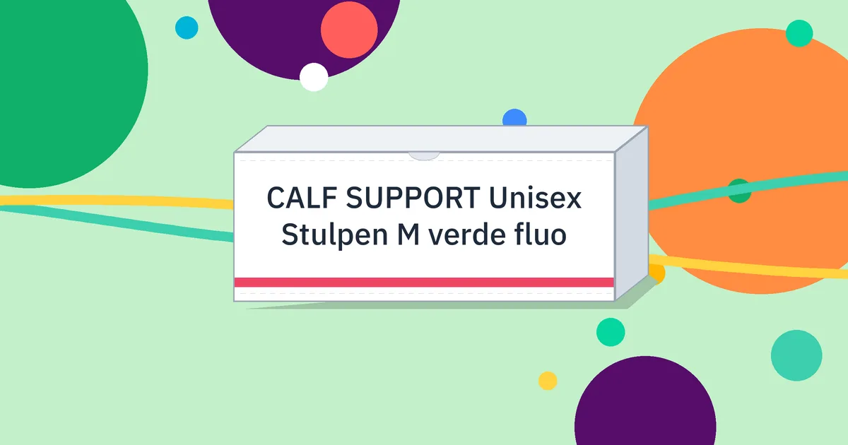 Symbolbild: Packung mit der Aufschrift CALF SUPPORT Unisex Stulpen M verde fluo (PZN 16195342) – Verfügbarkeit und Bezug in Apotheken in Frankfurt am Main