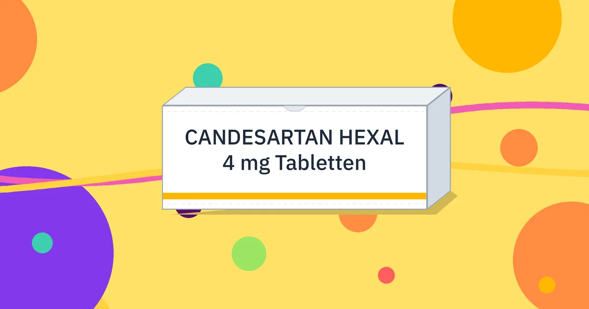 Symbolbild: Packung mit der Aufschrift CANDESARTAN HEXAL 4 mg Tabletten (PZN 19127594) – Verfügbarkeit und Bezug in Apotheken in Frankfurt am Main
