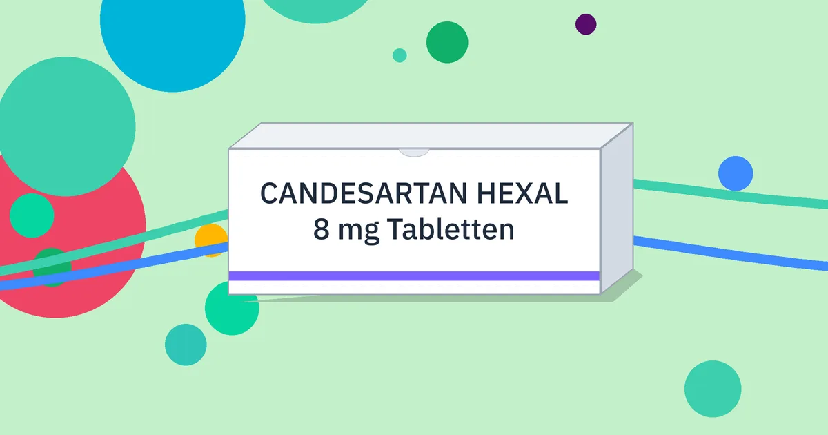 Symbolbild: Packung mit der Aufschrift CANDESARTAN HEXAL 8 mg Tabletten (PZN 19127619) – Verfügbarkeit und Bezug in Apotheken in Frankfurt am Main
