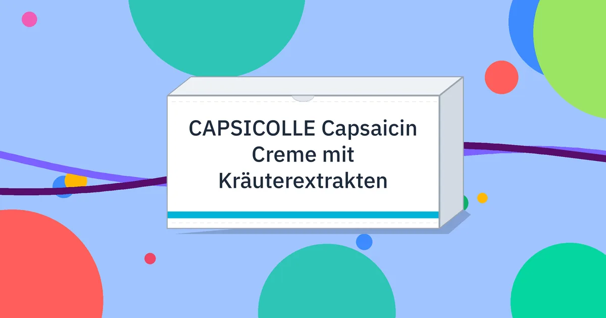 Symbolbild: Packung mit der Aufschrift CAPSICOLLE Capsaicin Creme mit Kräuterextrakten (PZN 19143334) – Verfügbarkeit und Bezug in Apotheken in Frankfurt am Main