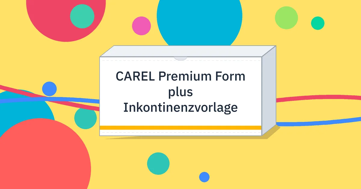 Symbolbild: Packung mit der Aufschrift CAREL Premium Form plus Inkontinenzvorlage (PZN 20324532) – Verfügbarkeit und Bezug in Apotheken in Frankfurt am Main