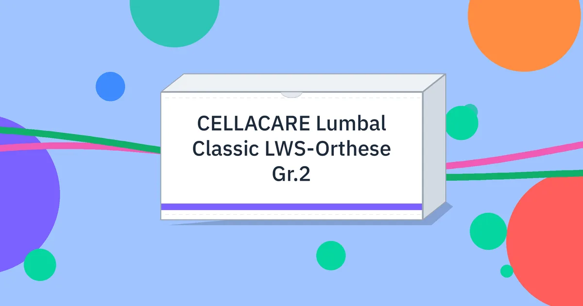 Symbolbild: Packung mit der Aufschrift CELLACARE Lumbal Classic LWS-Orthese Gr.2 (PZN 14853189) – Verfügbarkeit und Bezug in Apotheken in Frankfurt am Main