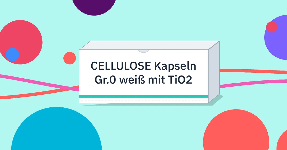 Symbolbild: Packung mit der Aufschrift CELLULOSE Kapseln Gr.0 weiß mit TiO2 (PZN 18770655) – Verfügbarkeit und Bezug in Apotheken in Frankfurt am Main
