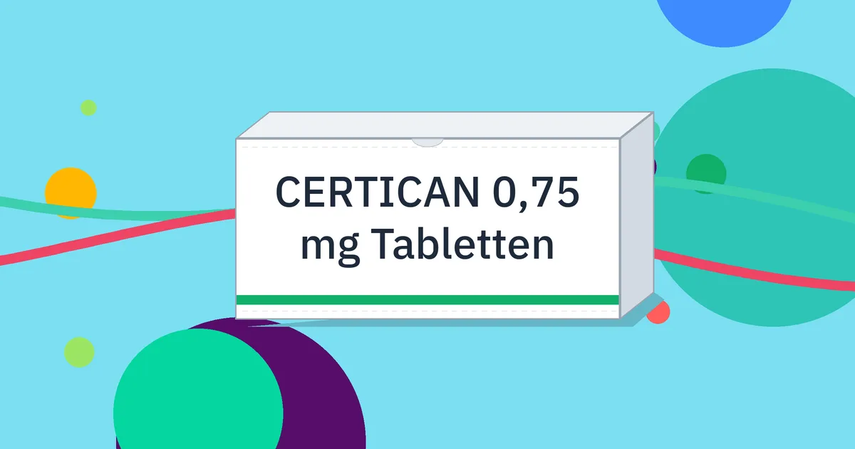 Symbolbild: Packung mit der Aufschrift CERTICAN 0,75 mg Tabletten (PZN 02066612) – Verfügbarkeit und Bezug in Apotheken in Frankfurt am Main
