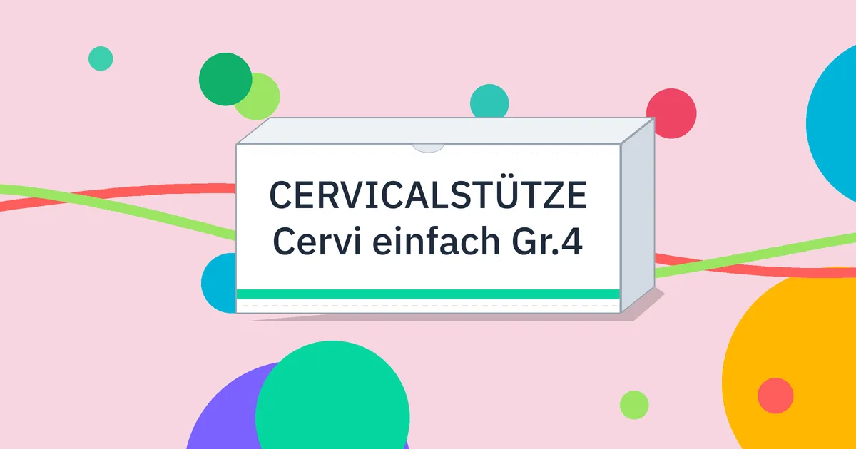 Symbolbild: Packung mit der Aufschrift CERVICALSTÜTZE Cervi einfach Gr.4 (PZN 05042115) – Verfügbarkeit und Bezug in Apotheken in Frankfurt am Main