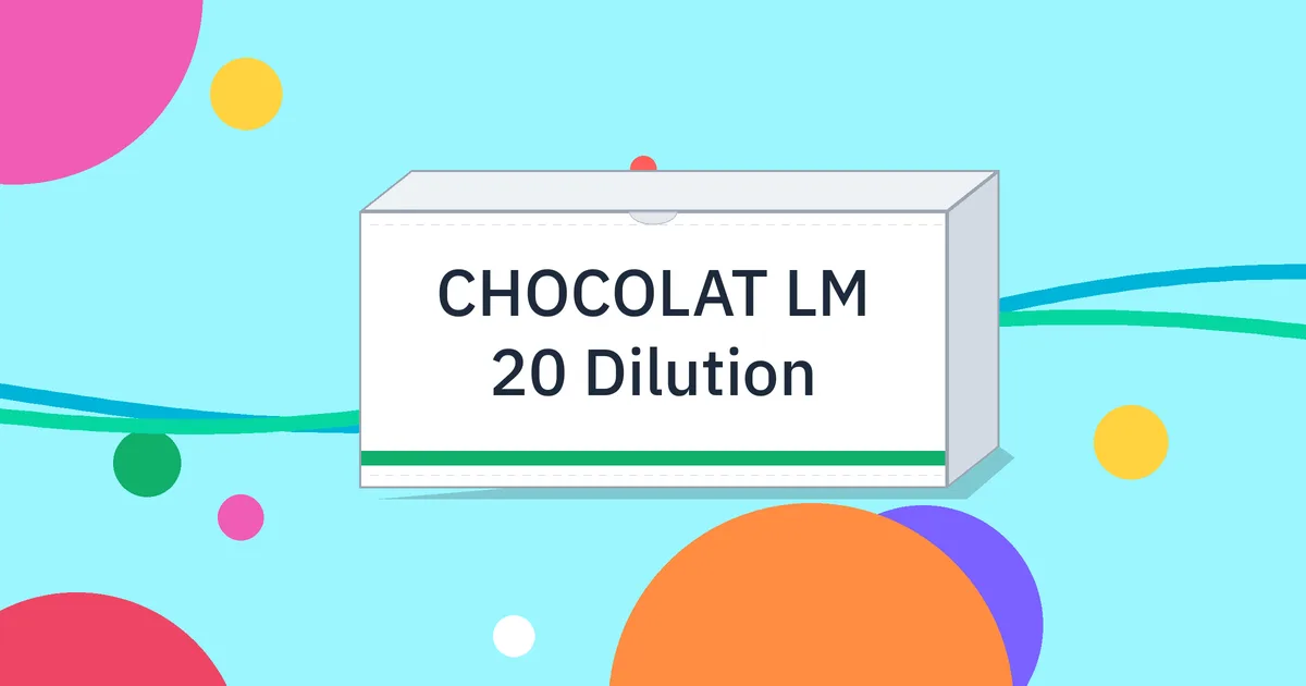 Symbolbild: Packung mit der Aufschrift CHOCOLAT LM 20 Dilution (PZN 12816994) – Verfügbarkeit und Bezug in Apotheken in Frankfurt am Main