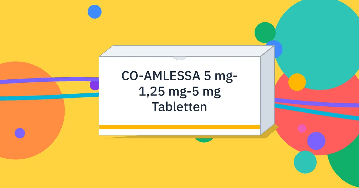 Symbolbild: Packung mit der Aufschrift CO-AMLESSA 5 mg-1,25 mg-5 mg Tabletten (PZN 19856554) – Verfügbarkeit und Bezug in Apotheken in Frankfurt am Main