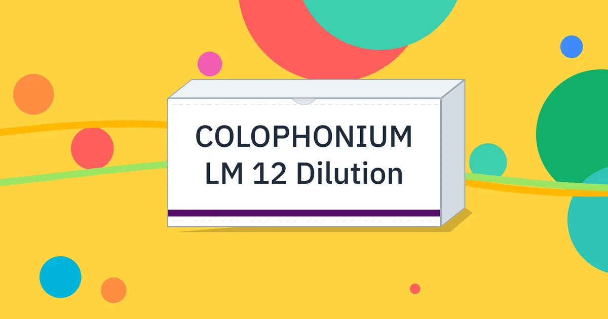 Symbolbild: Packung mit der Aufschrift COLOPHONIUM LM 12 Dilution (PZN 13448297) – Verfügbarkeit und Bezug in Apotheken in Frankfurt am Main