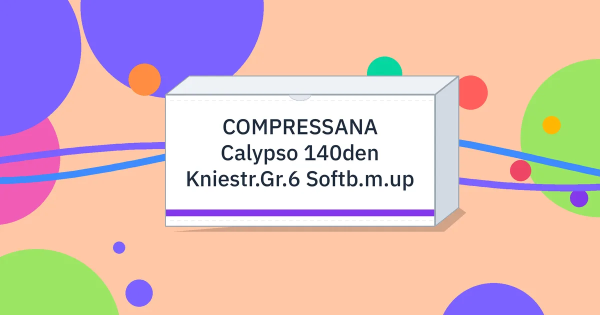 Symbolbild: Packung mit der Aufschrift COMPRESSANA Calypso 140den Kniestr.Gr.6 Softb.m.up (PZN 05704711) – Verfügbarkeit und Bezug in Apotheken in Frankfurt am Main