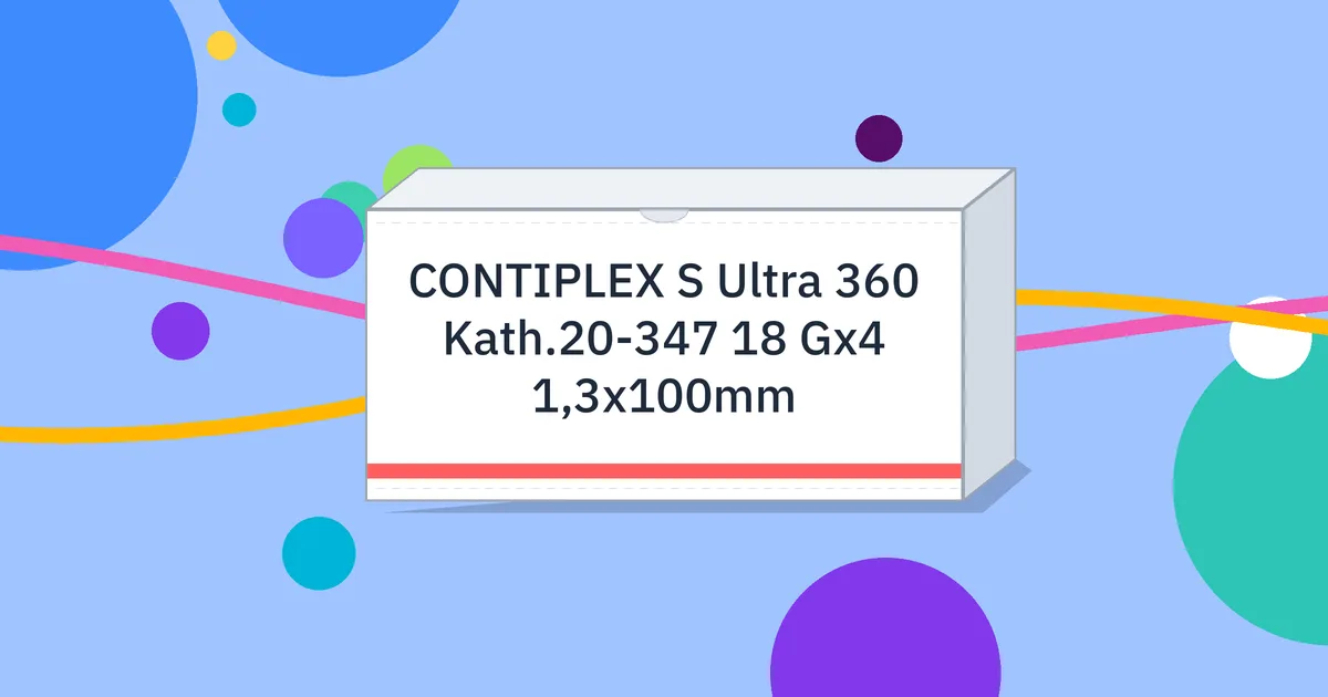 Symbolbild: Packung mit der Aufschrift CONTIPLEX S Ultra 360 Kath.20-347 18 Gx4 1,3x100mm (PZN 12471957) – Verfügbarkeit und Bezug in Apotheken in Frankfurt am Main