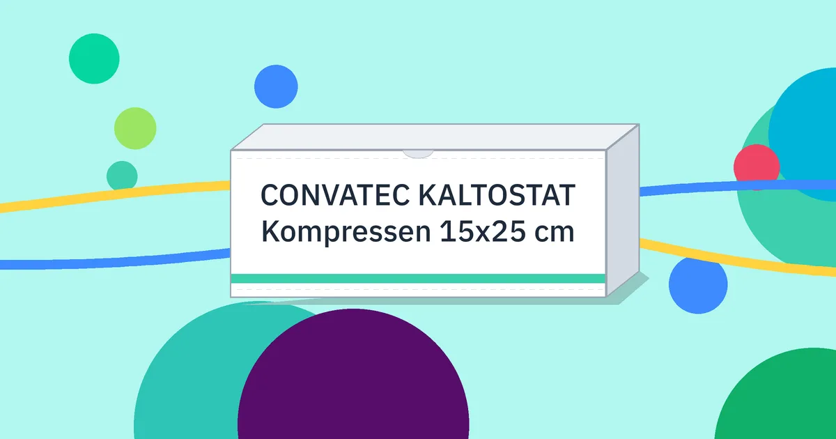 Symbolbild: Packung mit der Aufschrift CONVATEC KALTOSTAT Kompressen 15x25 cm (PZN 14199985) – Verfügbarkeit und Bezug in Apotheken in Frankfurt am Main