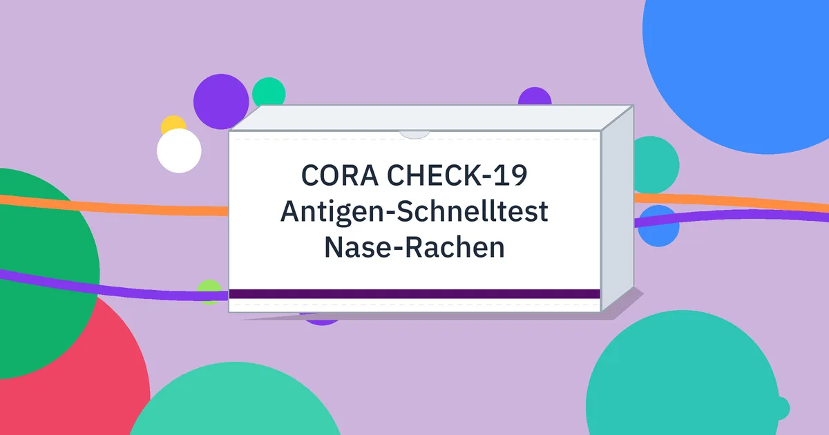 Symbolbild: Packung mit der Aufschrift CORA CHECK-19 Antigen-Schnelltest Nase-Rachen (PZN 17158024) – Verfügbarkeit und Bezug in Apotheken in Frankfurt am Main