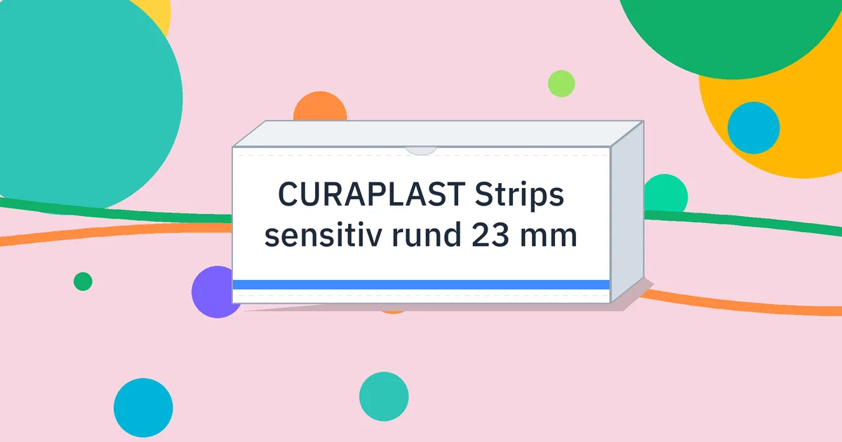 Symbolbild: Packung mit der Aufschrift CURAPLAST Strips sensitiv rund 23 mm (PZN 15997588) – Verfügbarkeit und Bezug in Apotheken in Frankfurt am Main