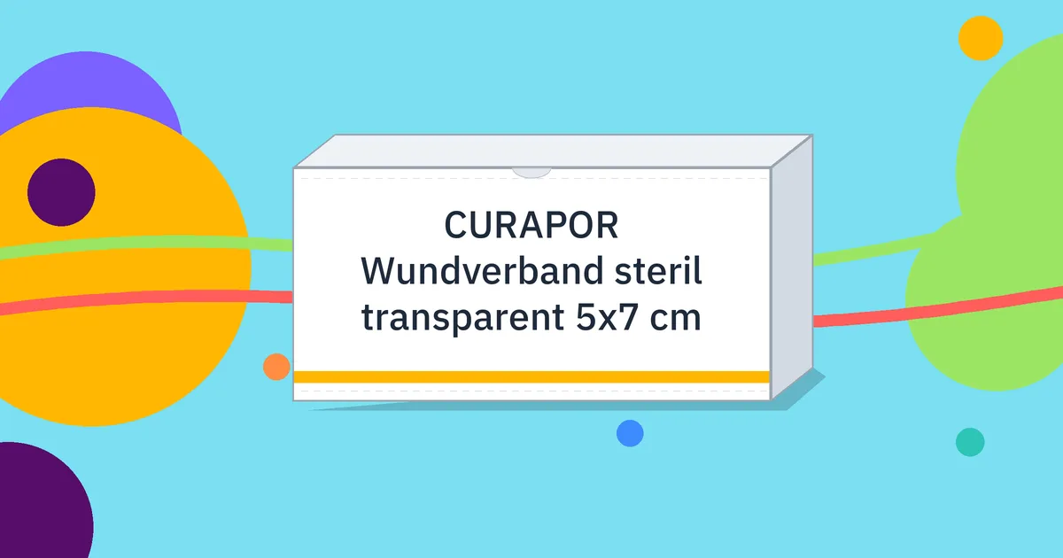 Symbolbild: Packung mit der Aufschrift CURAPOR Wundverband steril transparent 5x7 cm (PZN 17554375) – Verfügbarkeit und Bezug in Apotheken in Frankfurt am Main