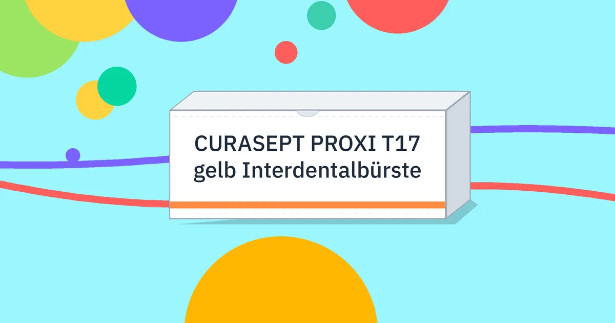 Symbolbild: Packung mit der Aufschrift CURASEPT PROXI T17 gelb Interdentalbürste (PZN 17607806) – Verfügbarkeit und Bezug in Apotheken in Frankfurt am Main