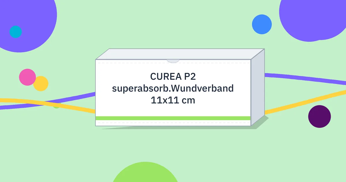 Symbolbild: Packung mit der Aufschrift CUREA P2 superabsorb.Wundverband 11x11 cm (PZN 11114267) – Verfügbarkeit und Bezug in Apotheken in Frankfurt am Main