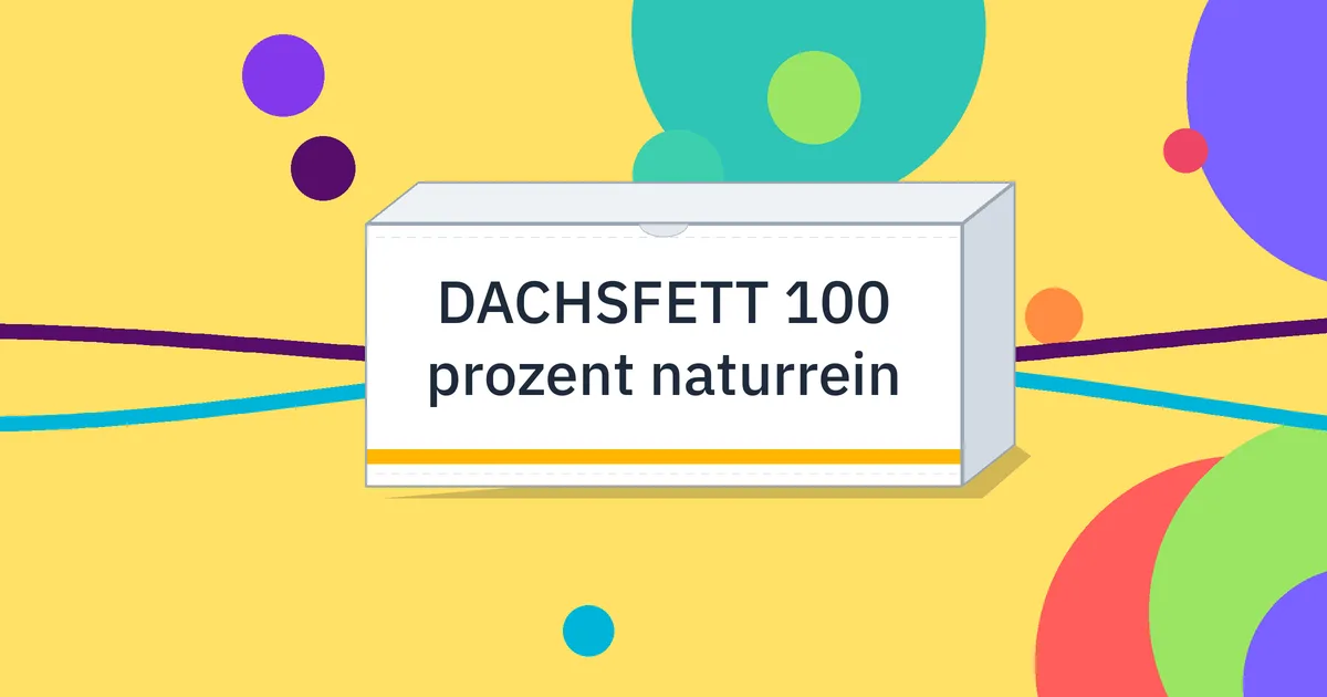 Symbolbild: Packung mit der Aufschrift DACHSFETT 100 prozent naturrein (PZN 08824634) – Verfügbarkeit und Bezug in Apotheken in Frankfurt am Main