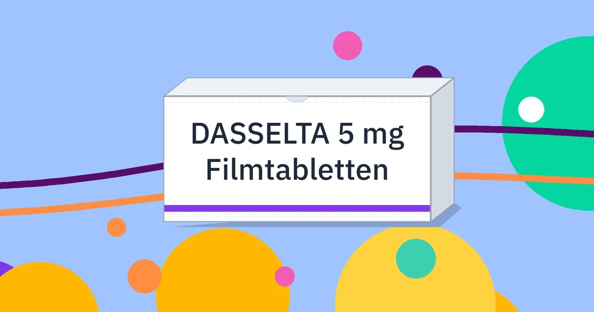 Symbolbild: Packung mit der Aufschrift DASSELTA 5 mg Filmtabletten (PZN 09435171) – Verfügbarkeit und Bezug in Apotheken in Frankfurt am Main