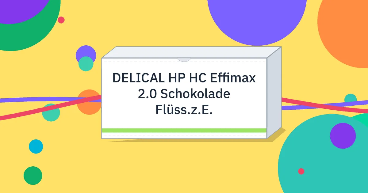 Symbolbild: Packung mit der Aufschrift DELICAL HP HC Effimax 2.0 Schokolade Flüss.z.E. (PZN 15744775) – Verfügbarkeit und Bezug in Apotheken in Frankfurt am Main