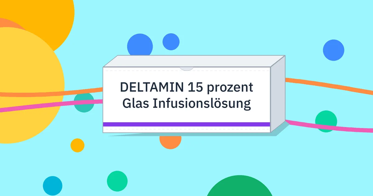 Symbolbild: Packung mit der Aufschrift DELTAMIN 15 prozent Glas Infusionslösung (PZN 09888263) – Verfügbarkeit und Bezug in Apotheken in Frankfurt am Main