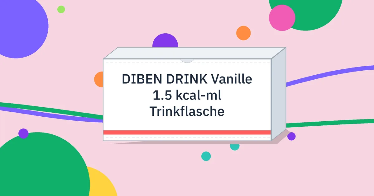 Symbolbild: Packung mit der Aufschrift DIBEN DRINK Vanille 1.5 kcal-ml Trinkflasche (PZN 11847188) – Verfügbarkeit und Bezug in Apotheken in Frankfurt am Main