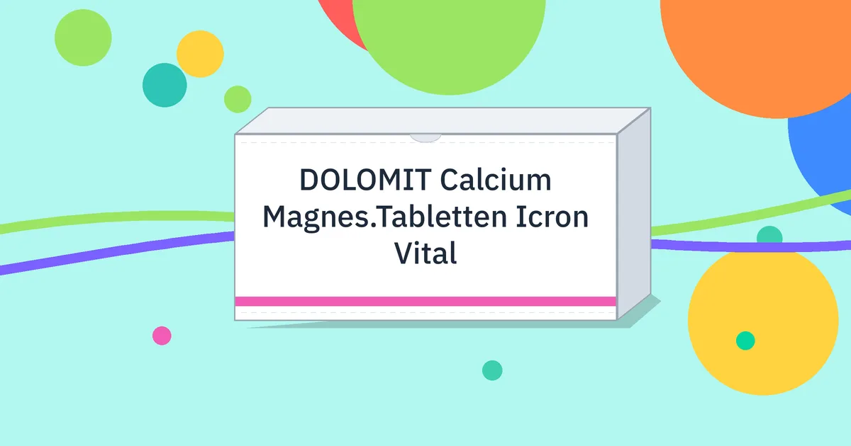 Symbolbild: Packung mit der Aufschrift DOLOMIT Calcium Magnes.Tabletten Icron Vital (PZN 01295859) – Verfügbarkeit und Bezug in Apotheken in Frankfurt am Main