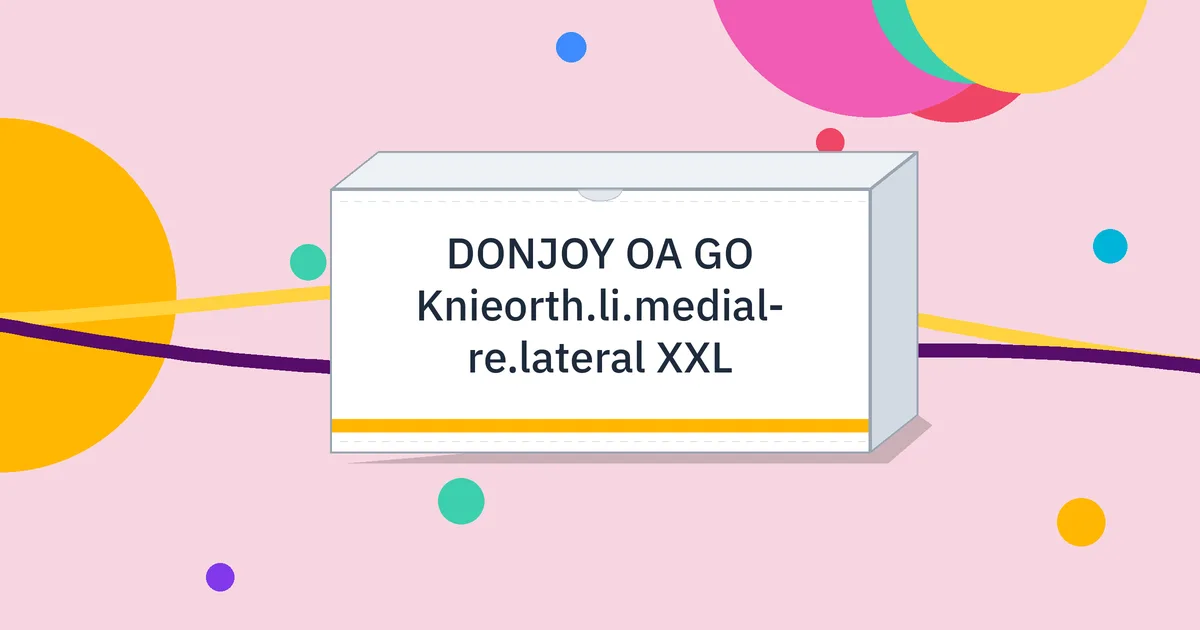 Symbolbild: Packung mit der Aufschrift DONJOY OA GO Knieorth.li.medial-re.lateral XXL (PZN 19378505) – Verfügbarkeit und Bezug in Apotheken in Frankfurt am Main