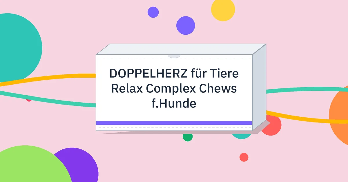Symbolbild: Packung mit der Aufschrift DOPPELHERZ für Tiere Relax Complex Chews f.Hunde (PZN 18450146) – Verfügbarkeit und Bezug in Apotheken in Frankfurt am Main