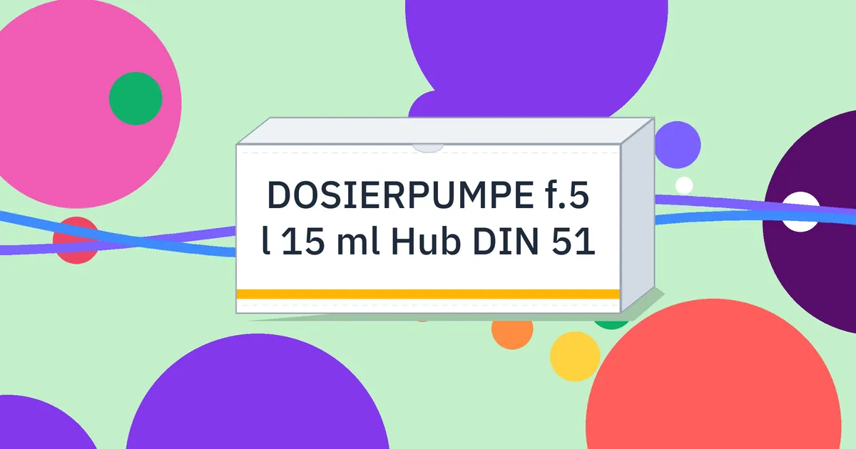 Symbolbild: Packung mit der Aufschrift DOSIERPUMPE f.5 l 15 ml Hub DIN 51 (PZN 16824424) – Verfügbarkeit und Bezug in Apotheken in Frankfurt am Main