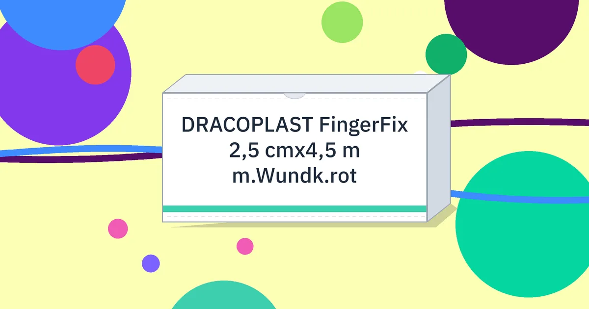 Symbolbild: Packung mit der Aufschrift DRACOPLAST FingerFix 2,5 cmx4,5 m m.Wundk.rot (PZN 14296576) – Verfügbarkeit und Bezug in Apotheken in Frankfurt am Main