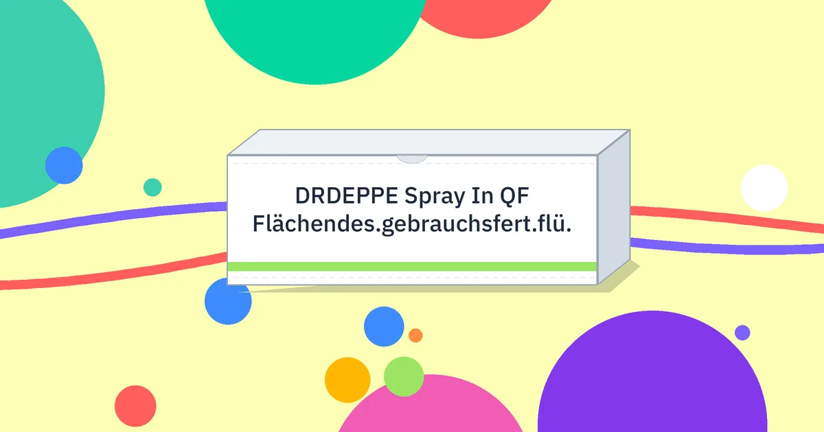 Symbolbild: Packung mit der Aufschrift DRDEPPE Spray In QF Flächendes.gebrauchsfert.flü. (PZN 18313082) – Verfügbarkeit und Bezug in Apotheken in Frankfurt am Main