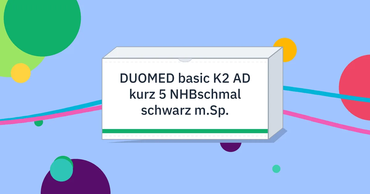 Symbolbild: Packung mit der Aufschrift DUOMED basic K2 AD kurz 5 NHBschmal schwarz m.Sp. (PZN 20907937) – Verfügbarkeit und Bezug in Apotheken in Frankfurt am Main