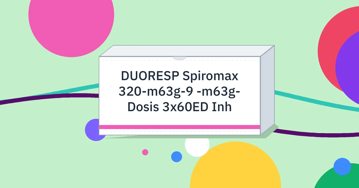 Symbolbild: Packung mit der Aufschrift DUORESP Spiromax 320-m63g-9 -m63g-Dosis 3x60ED Inh (PZN 11174720) – Verfügbarkeit und Bezug in Apotheken in Frankfurt am Main