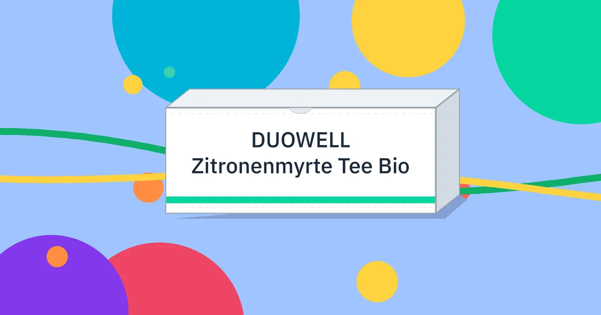 Symbolbild: Packung mit der Aufschrift DUOWELL Zitronenmyrte Tee Bio (PZN 12905203) – Verfügbarkeit und Bezug in Apotheken in Frankfurt am Main