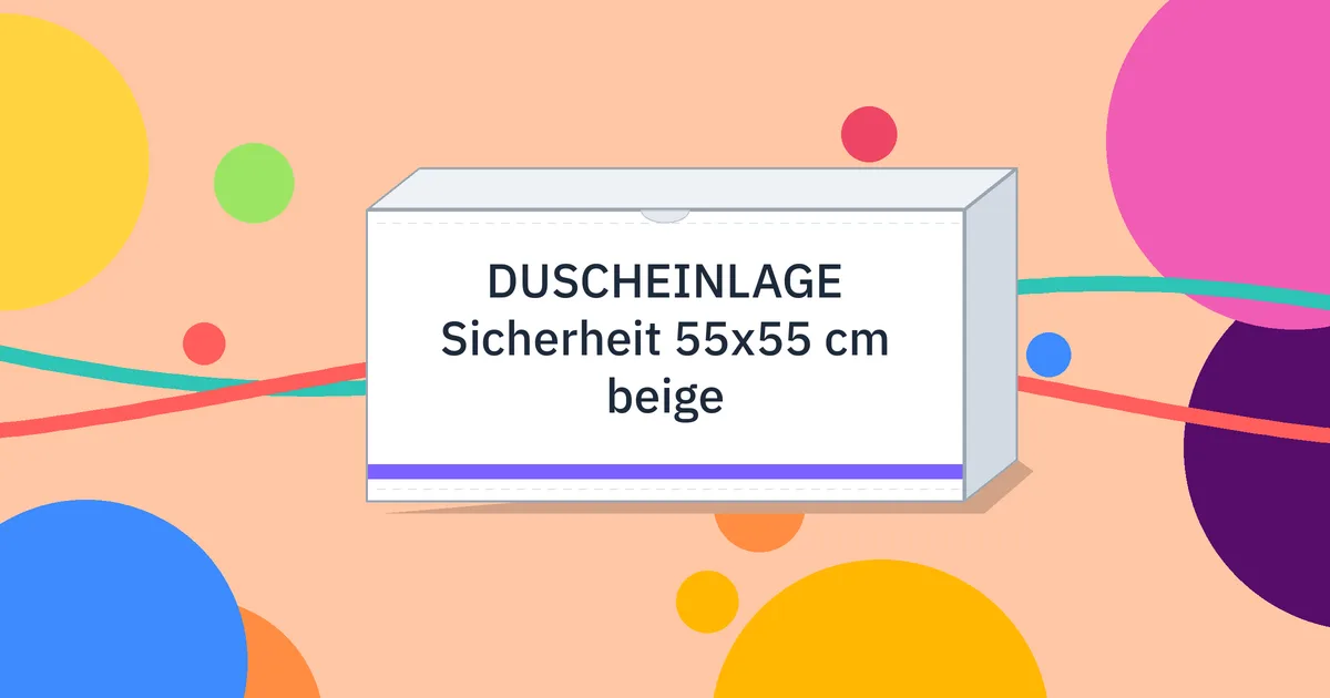 Symbolbild: Packung mit der Aufschrift DUSCHEINLAGE Sicherheit 55x55 cm beige (PZN 00903512) – Verfügbarkeit und Bezug in Apotheken in Frankfurt am Main