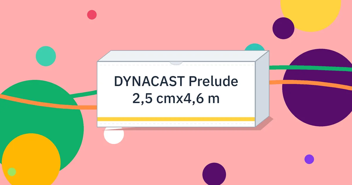 Symbolbild: Packung mit der Aufschrift DYNACAST Prelude 2,5 cmx4,6 m (PZN 07465788) – Verfügbarkeit und Bezug in Apotheken in Frankfurt am Main