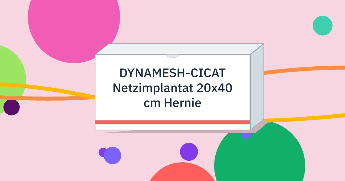 Symbolbild: Packung mit der Aufschrift DYNAMESH-CICAT Netzimplantat 20x40 cm Hernie (PZN 09253671) – Verfügbarkeit und Bezug in Apotheken in Frankfurt am Main