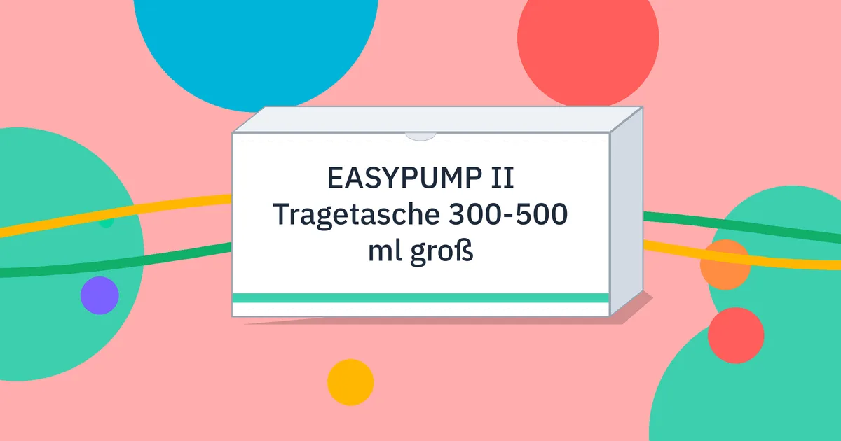 Symbolbild: Packung mit der Aufschrift EASYPUMP II Tragetasche 300-500 ml groß (PZN 10123927) – Verfügbarkeit und Bezug in Apotheken in Frankfurt am Main