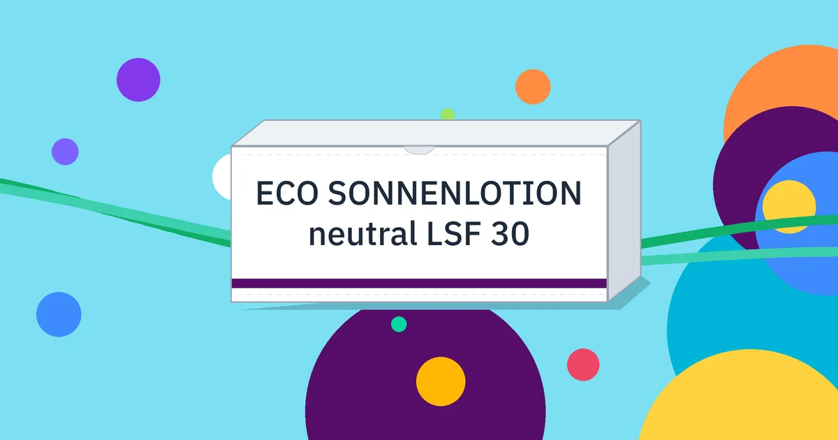 Symbolbild: Packung mit der Aufschrift ECO SONNENLOTION neutral LSF 30 (PZN 19302057) – Verfügbarkeit und Bezug in Apotheken in Frankfurt am Main