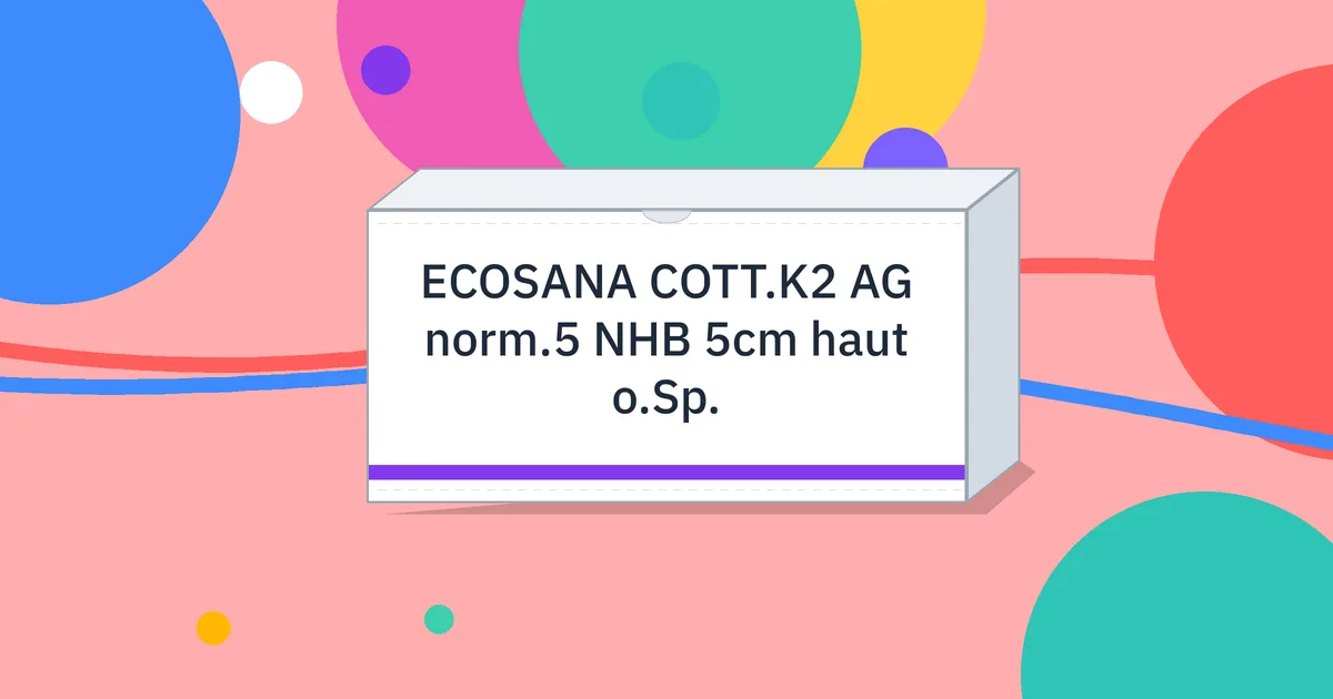 Symbolbild: Packung mit der Aufschrift ECOSANA COTT.K2 AG norm.5 NHB 5cm haut o.Sp. (PZN 16950459) – Verfügbarkeit und Bezug in Apotheken in Frankfurt am Main