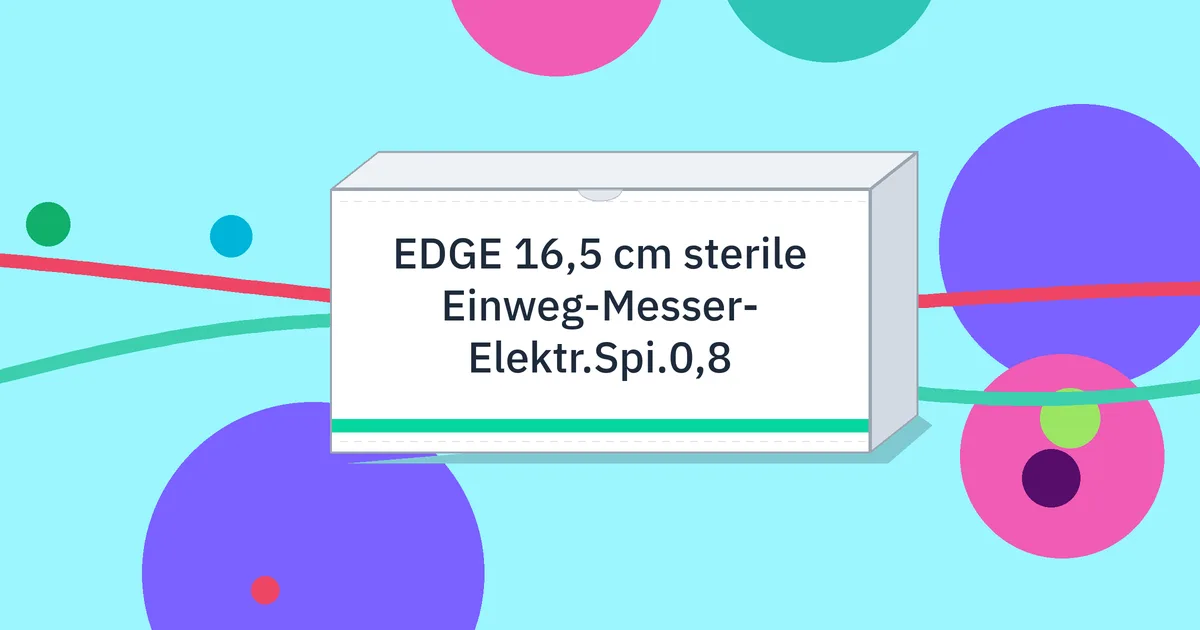 Symbolbild: Packung mit der Aufschrift EDGE 16,5 cm sterile Einweg-Messer-Elektr.Spi.0,8 (PZN 16050632) – Verfügbarkeit und Bezug in Apotheken in Frankfurt am Main