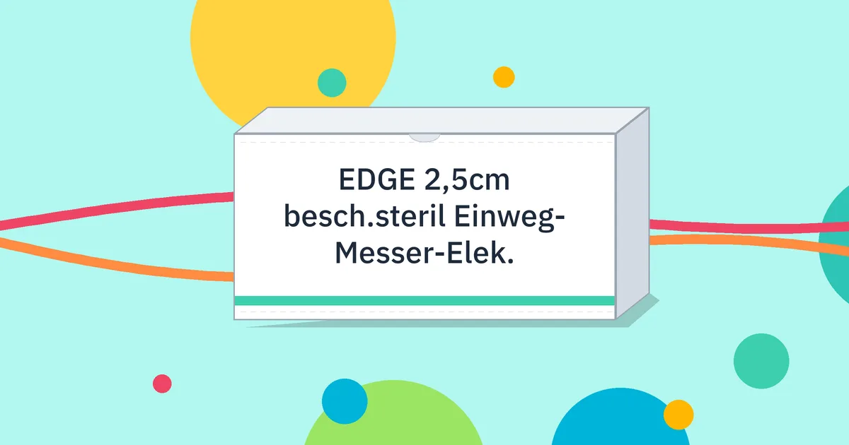 Symbolbild: Packung mit der Aufschrift EDGE 2,5cm besch.steril Einweg-Messer-Elek. (PZN 16050537) – Verfügbarkeit und Bezug in Apotheken in Frankfurt am Main